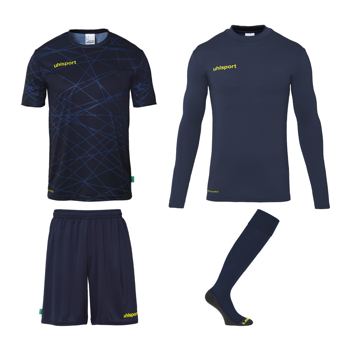 UHLSPORT PREDICTION GOALKEEPER SET NAVY/FLUO YELLOW | XXXL | 529241-XXXL