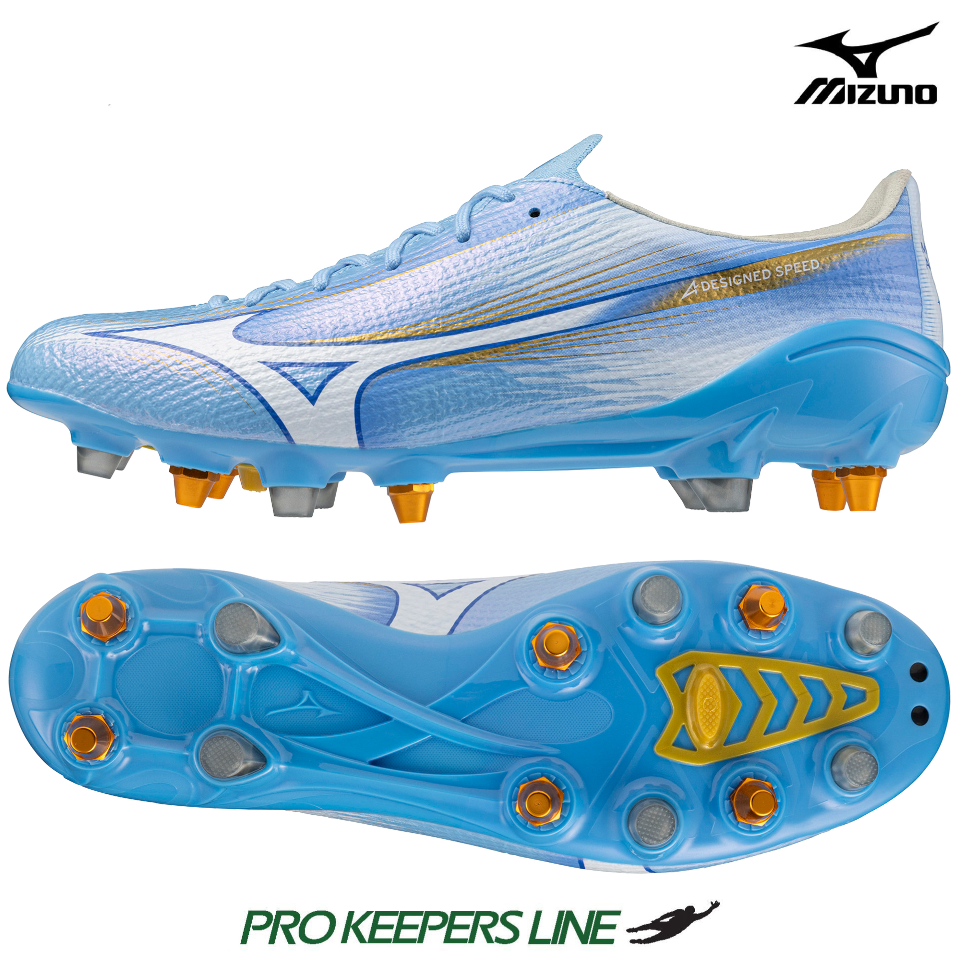 MIZUNO ALPHA III ELITE MIX CELESTE/WHITE/GOLD | US 10.5 (UK 9.5 / EU 44 ...