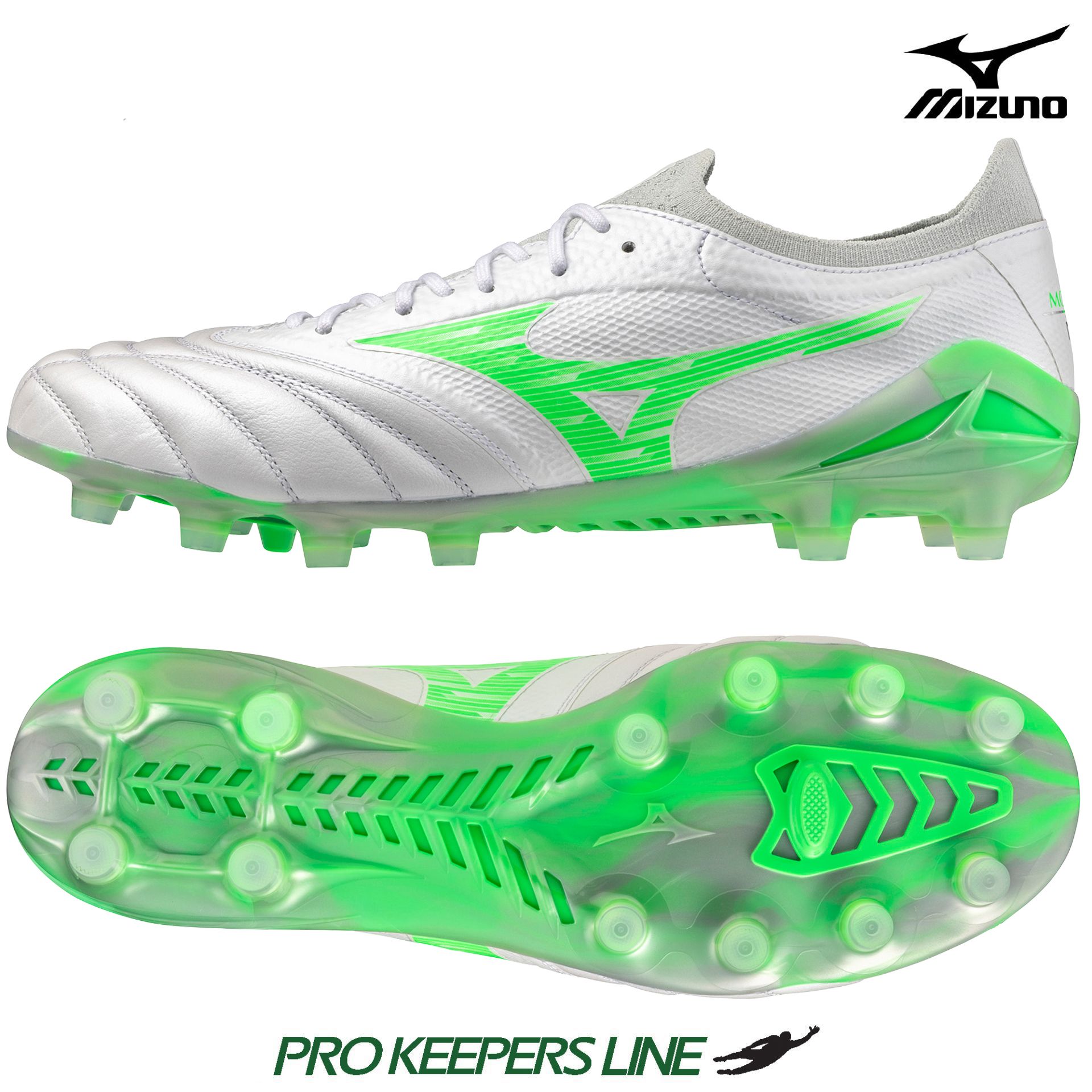 MIZUNO MORELIA NEO IV BETA ELTE MD WHITE/NEON GREEN/COOL GRAY 3C | US ...